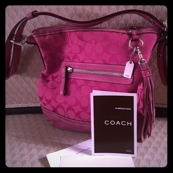 Bags | Coach Signature C Pattern Bag Hot Pink Satchel | Poshmark
